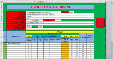 Contoh Aplikasi Olah Nilai Uts Uas Format Microsoft Excel Drivedocx