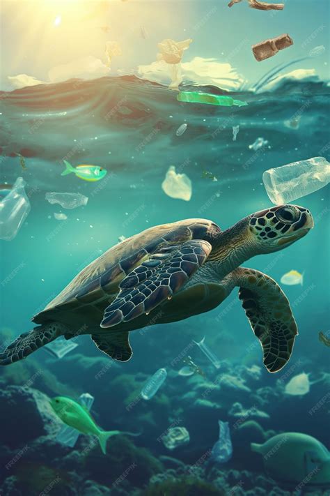 Turtle Avoiding Floating Microplastics Turtle Avoidance Microplastic