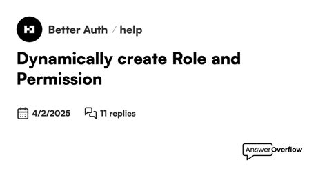 Dynamically Create Role And Permission Better Auth