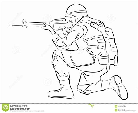 Illustration Of A Shooting Soldier Vector Draw Stock Vector
