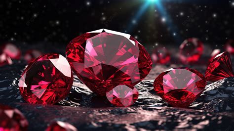 고급스러운 3d 렌더링 반짝이는 루비와 다이아몬드가 검정색 배경에 설정되어 있습니다 루비 보석 귀중한 배경 일러스트 및 사진 무료 다운로드 Pngtree