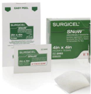 Surgicel Snow Hemostatic Dressing 4 X 4 Inch 10 Per Pack Individual