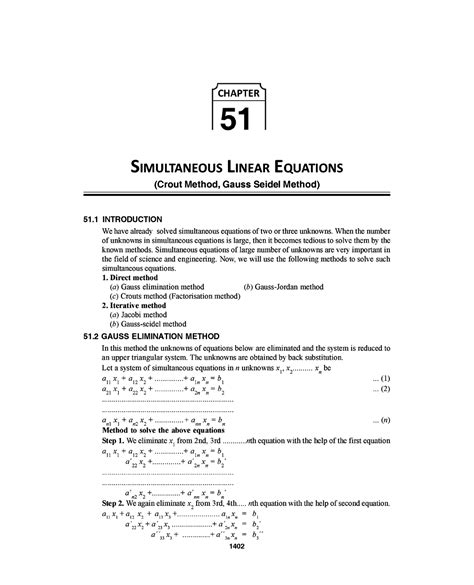 higher engg maths 51 simultaneous linear equations mathematics i