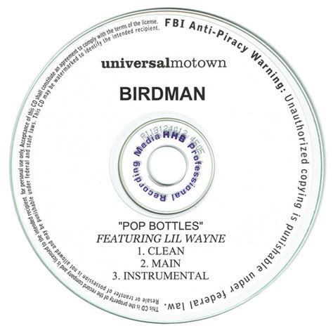 Birdman Featuring Lil Wayne Pop Bottles 2007 Cdr Discogs