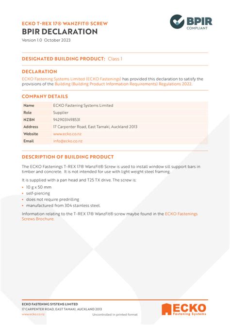 Bpir Ecko Fastening Systems