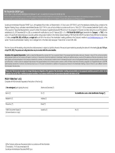 Fillable Online Appointed Representative Proxy Form Fax Email Print