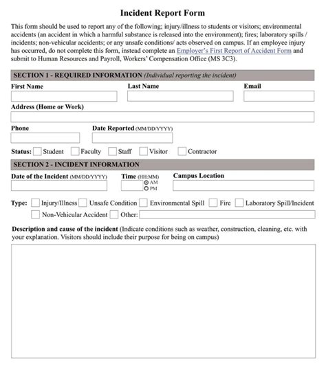 26 Free Incident Report Form Templates Printable Pdf Ms Word