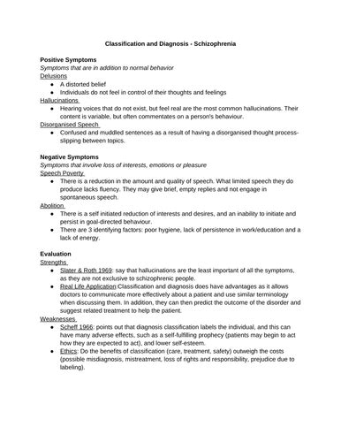 Aqa Psychology Schizophrenia Notes Teaching Resources