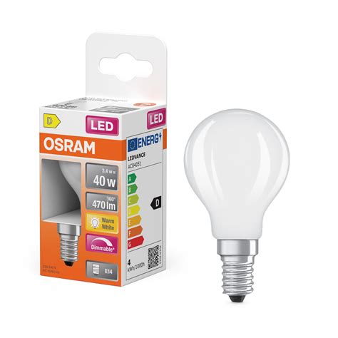 Osram Led Bulb Teardrop Shape E14 3 4 W Matt 2 700 K Dimmable