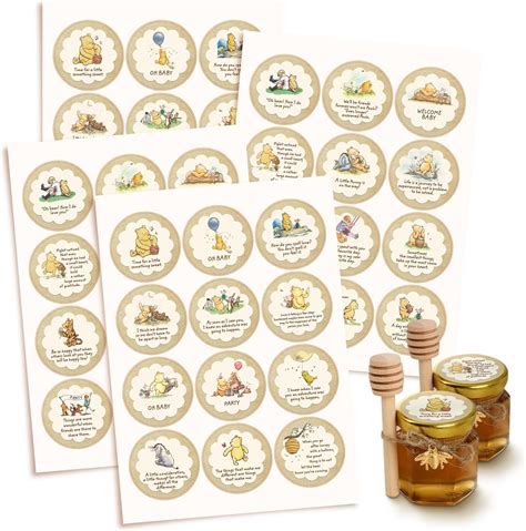 48pcs Classic Winnie Stickers A Little Yummy For Your Tummy