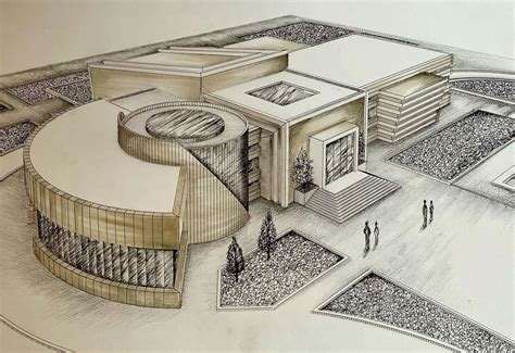 Perspective Shot Of An Architectural Sketch