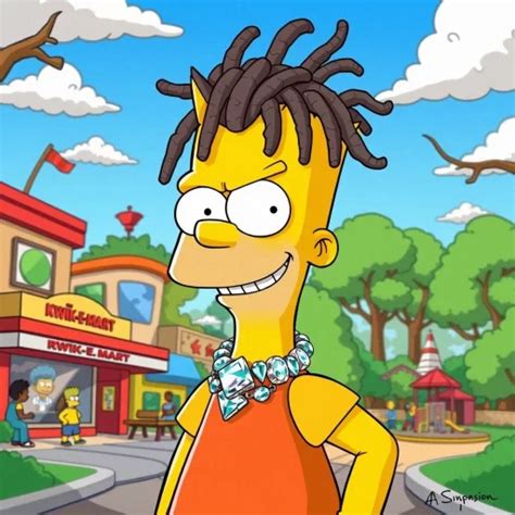 Bart Simpson With Dreads Diamond Necklace And Background Free Ai Art