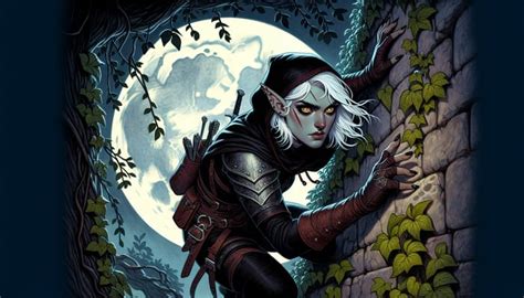 Moonlit Spider Elf Illustration Of Graceful Wall Climber Ai Art