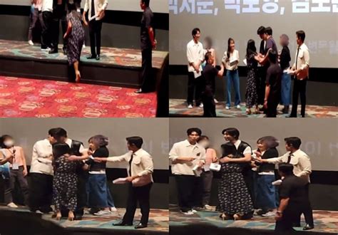 박서준 태도 논란 머리띠 거부에 여성팬에게 성추행까지 당한 무대 인사 영상