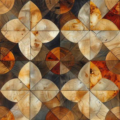 Seamless Geometric Marquetry In Natural Colors Premium Ai Generated Image