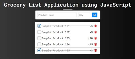 grocery list note application using javascript source code free