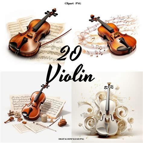 20 Violin Realistic Clipart Png Musical Notation Violin Instant