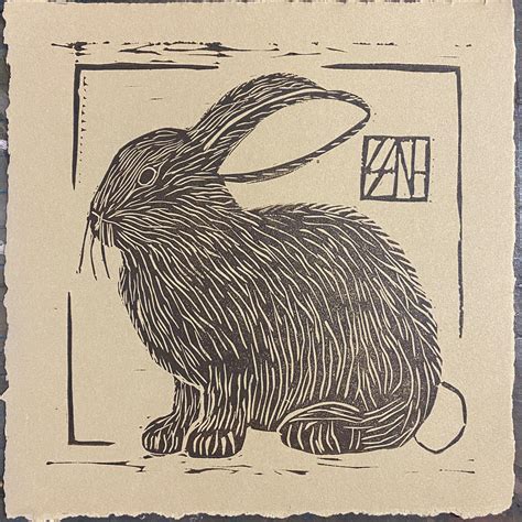 Rabbit 6” Linocut Rprintmaking