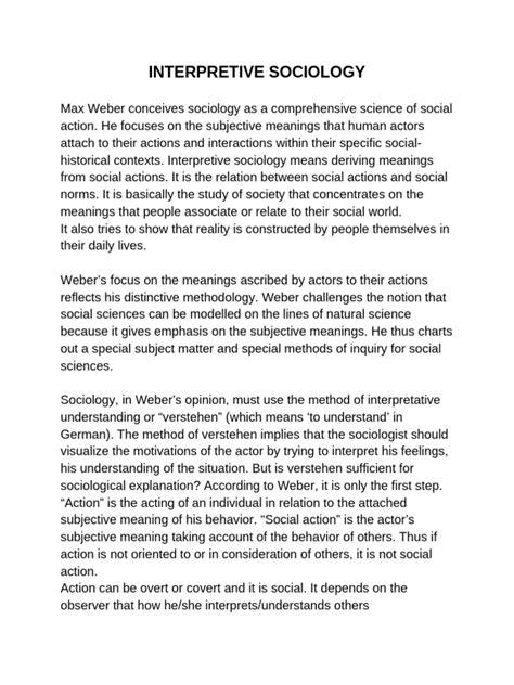 Understanding Interpretive Sociology Pdf Rationality Sociology