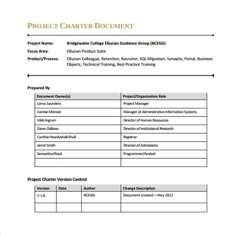Free 8 Project Charter Templates In Pdf Ms Word