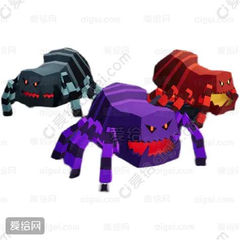 Toon Spider 10 卡通蜘蛛低多边形动画怪物角色模型unity3d Unity3d模型u3d免费下载 爱给网