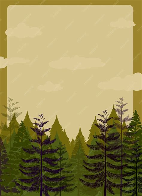 Premium Vector Border Design With Pine Forest