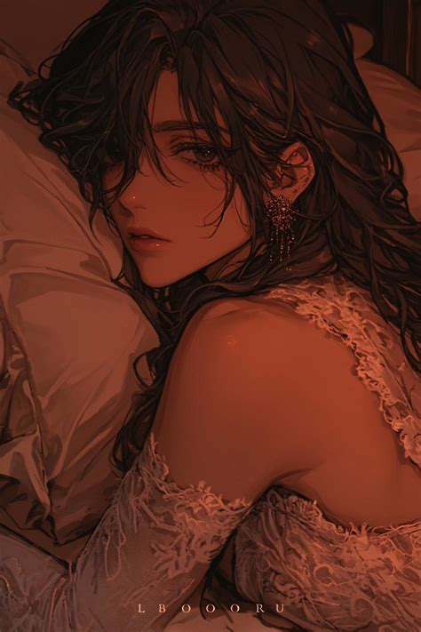 반현실주의의 침실 장면 침대에 누워있는 중년 여성