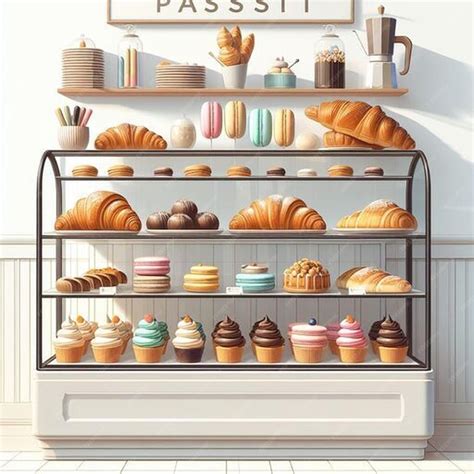 Premium Photo A Shelf With Many Different Types Of Pastries And A