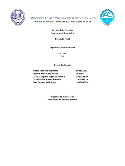 Proyecto Final Ingenieria De Software I Grupo 3 Pdf Software Ingeniería De Software