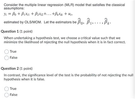 Solved Consider The Multiple Linear Regression Mlr Model
