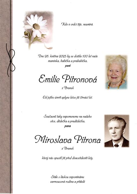 Paní Emilie Pitronová A Pan Miroslav Pitron Smutecnioznameni Eu