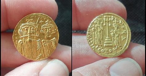 Byzantine Gold Solidus Of Constans Ii And Constans Iv Heraclius And Tiberius On Rev Struck In