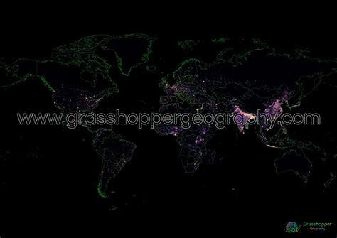 The World Population Density Heatmap Fine Art Print Grasshopper