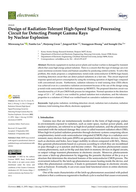 Pdf Design Of Radiation Tolerant High Speed Signal Processing Circuit For Detecting Prompt