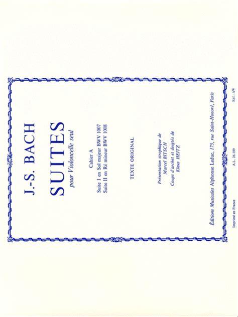 Cello Suites A By Johann Sebastian Bach Cello Sheet Music Sheet