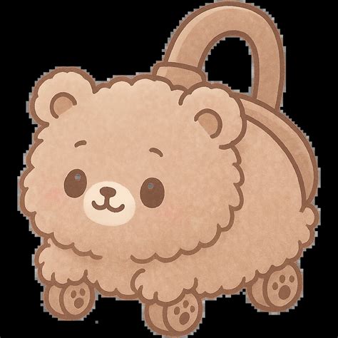 Kawaii Chibi Style Fluffy Vacuum Cleaner Bear Rolling Adorably With