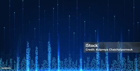 독특한 방식으로 도시와 연결되는 선이 있는 픽셀 형태의 스마트 시티 기술 현대적이고 지능적인 기술 혁신을 활용하는 도시의 기술을 전합니다 0명에 대한 스톡 벡터 아트 및