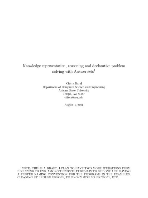 Knowledge Representation Reasoning And Declarative Problem Solving With