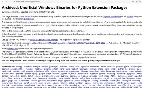 已解决 Windows下如何离线安装python第三方包呢windows 的 Python 离线安装包whl网址 Csdn博客