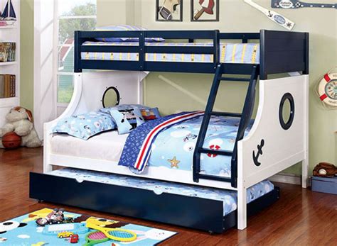 Nautical Blue White Twin Over Full Bunk Bed