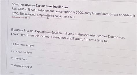 Solved Scenario Income Expenditure Equilibriumreal Gdp Is