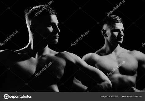 Fitness Models Young Bodybuilders Posing Chest Concept Power Healthcare
