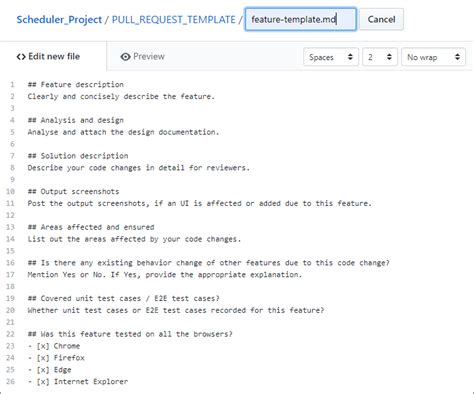 Pull Request Template Example