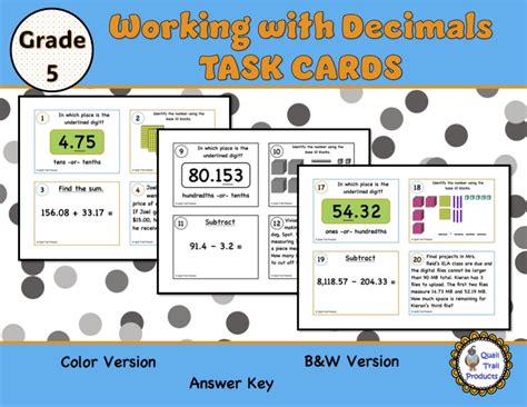 Math With Decimals Task Cards By Teach Simple