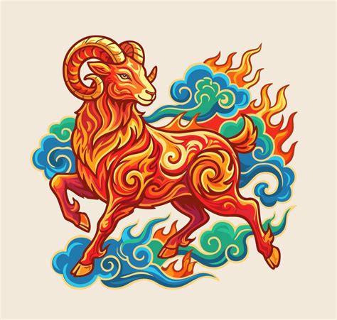Chinese New Year Of Fiery Sheep 2027 Isolated Illustration In Eastern