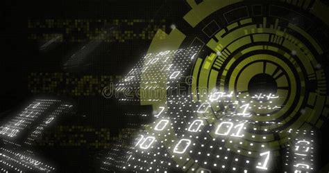 Image Of Binary Coding Data Processing Over Scope Scanning On Black