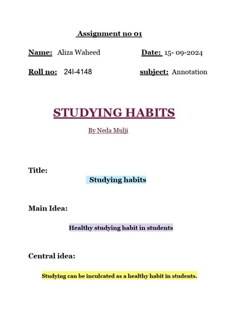 English Assignment 1 Annotation Of An Article Pdf