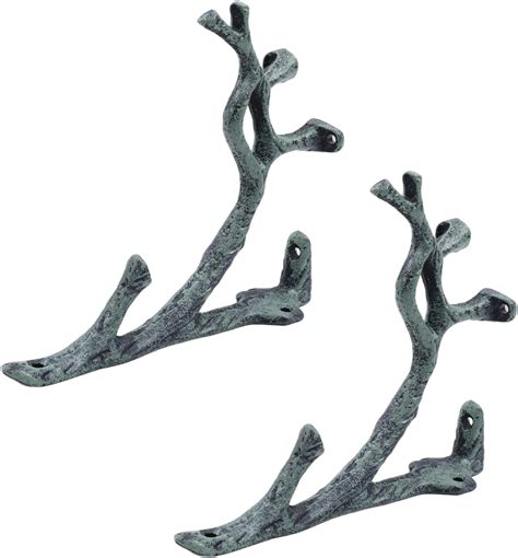 Mewutal 2pcs Vintage Cast Iron Tree Branch Shelf Brackets