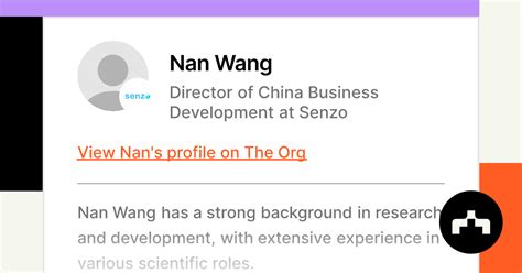 Nan Wang Director Of China Business Development At Senzo The Org