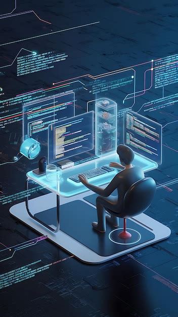 Programmer Workflow Illustration Concept 3d Illustration Vector